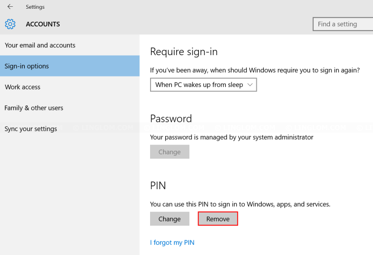 Sign in Windows 10 with PIN - Linglom.com
