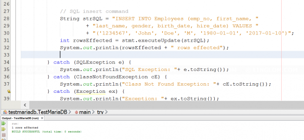 Accessing Mariadb On Netbeans 82 Using Jdbc Part 3 Perform Sql Operations